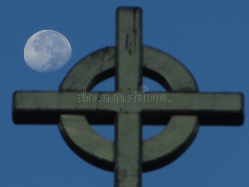 Moon and the Cross stock image. Image of berkeley, morning - 33955665