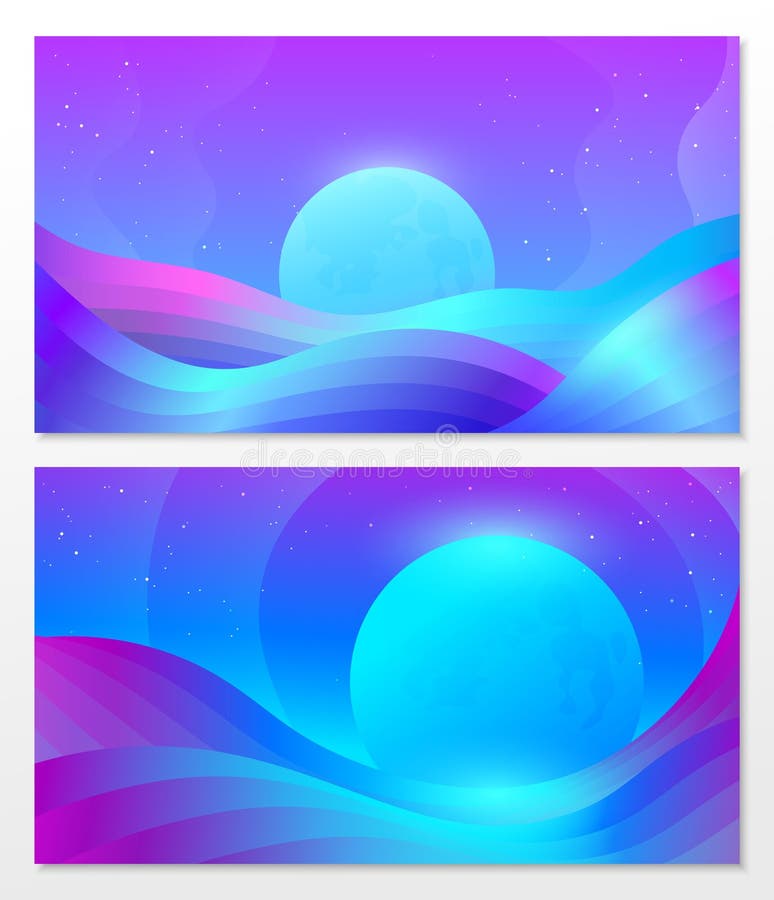 Moon with Curving Gradient Waves Stock Vector - Illustration of color ...