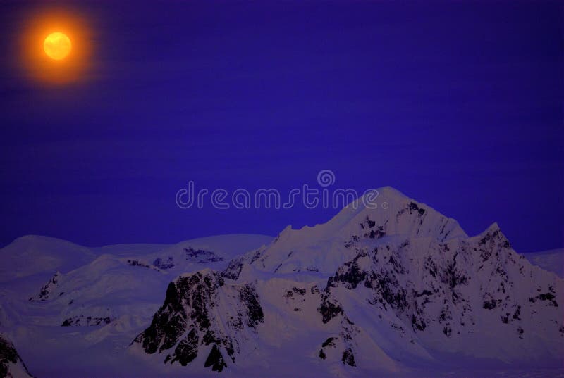 Moon on the Dark Blue Sky of Antarctica Stock Photo - Image of moon ...