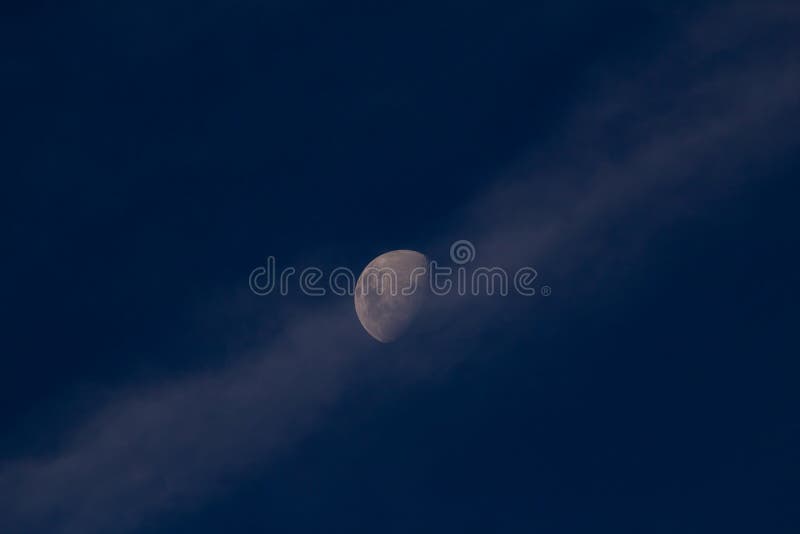 Moon in the dark dusk sky. stock photo. Image of science - 219318098