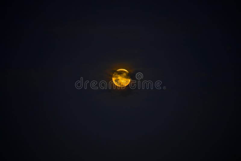 Night Sky with Orange Moon Shining Galaxy Stars Space Dust in the ...