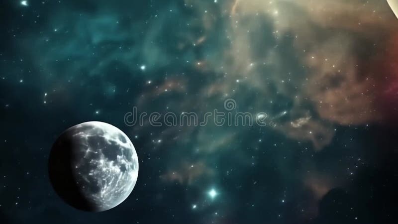 Moon and Distant Stars in a Mesmerizing Night Sky View Stock Video ...