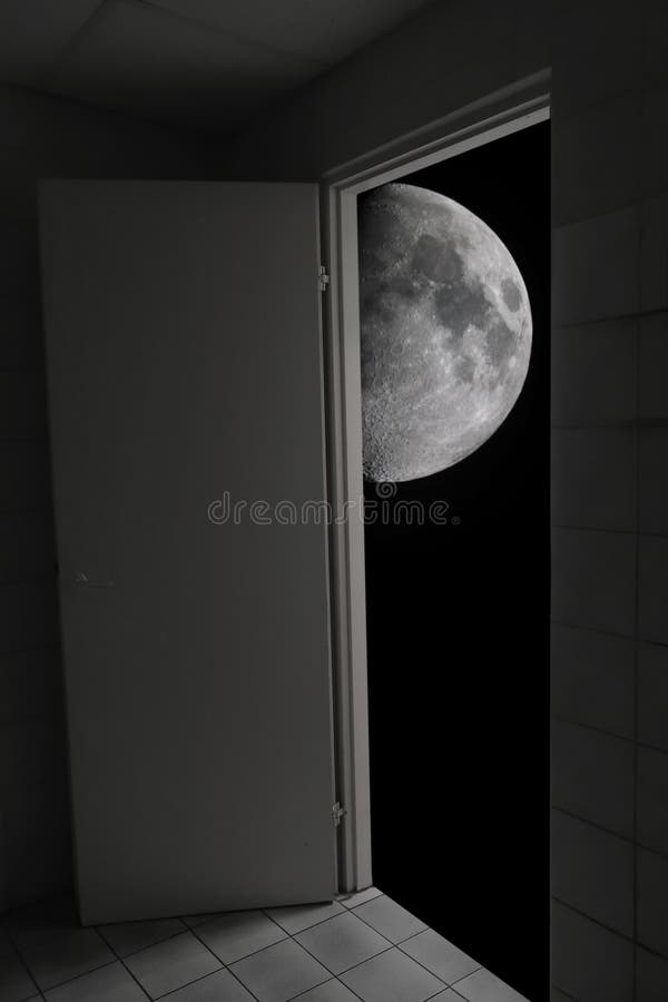 Moon in the doorway stock illustration. Illustration of light - 290044343