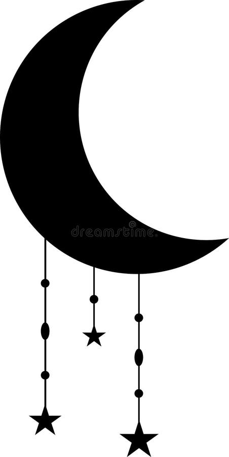 Moon with dripping Stars stock illustration. Illustration of crescent ...