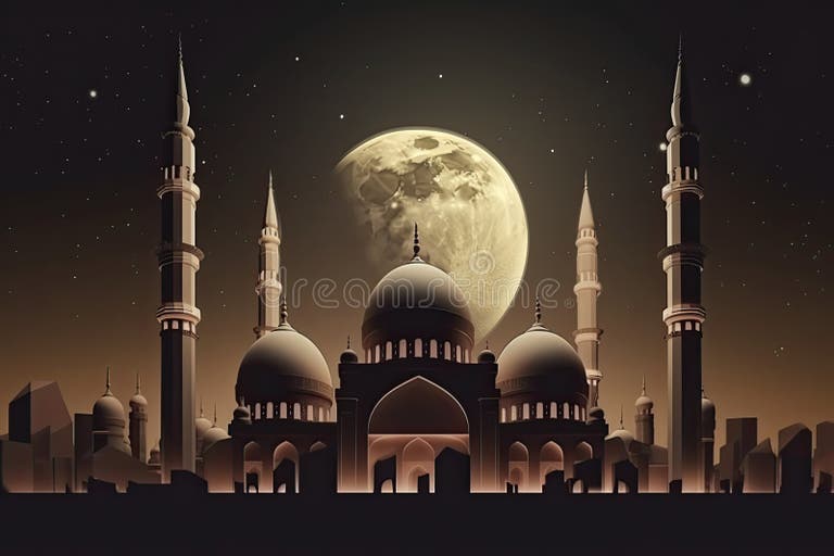 Moon Eclipse and Mosque for Ramadan Kareem Stock Illustration ...