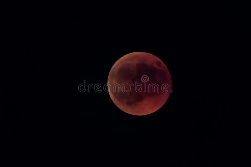 Moon Eclipse, Red Full Moon, at Caceres Stock Image - Image of black ...
