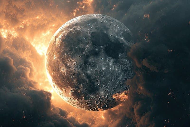 The Moon the Moon Explodes, Surreal Landscape Stock Photo - Image of ...