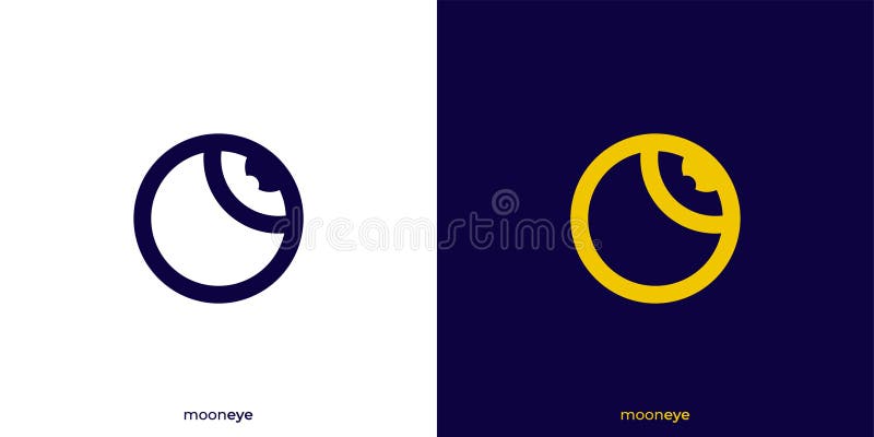 Moon Eye Logo. Crescent Moon and Eye with Lineart Outline Style Stock ...