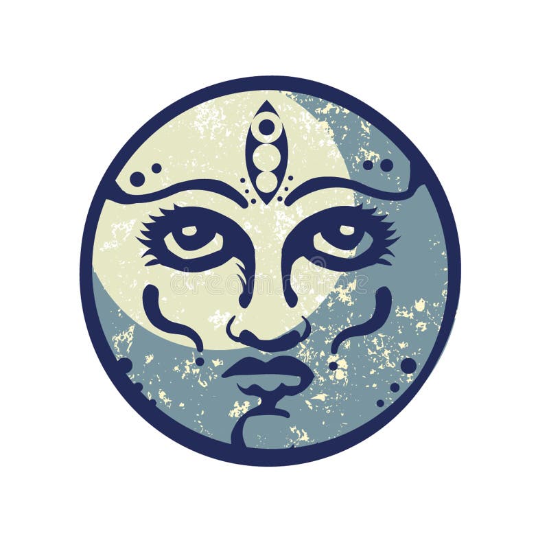 Moon with face retro style stock vector. Illustration of astronomy ...
