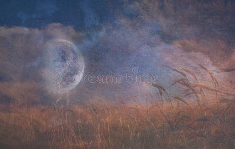 Moon Fall over Field stock illustration. Illustration of horizon - 48595732