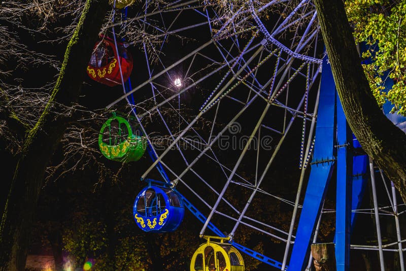 The Moon through the Ferris Wheel Stock Image - Image of fireworks ...