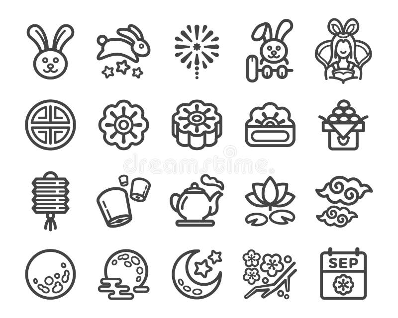 Mooncake Icon Design. Chinese Mid-Autumn Festival Symbol With A Chinese ...