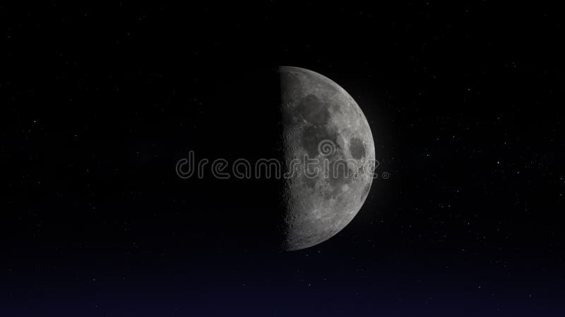 The Moon in First Quarter Phase. Stock Illustration - Illustration of ...