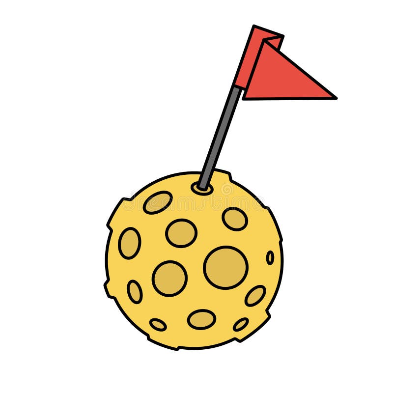 Moon with Flag Isolated on White Vector, Victory Concept Stock Vector ...