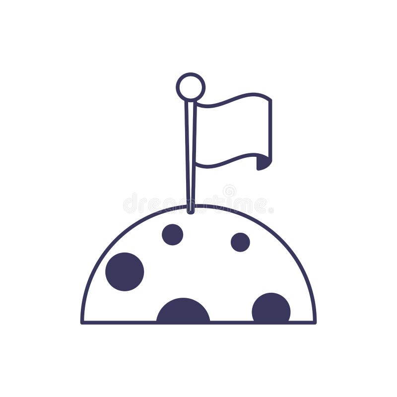 Moon with flag line image stock vector. Illustration of flag - 164165346