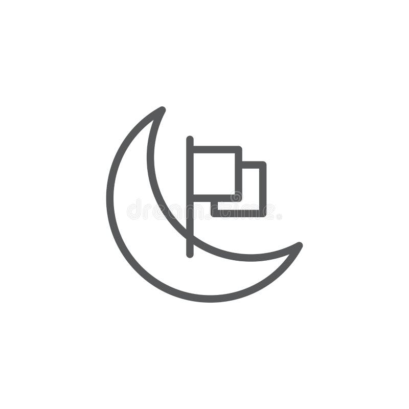 Moon with Flag Vector Icon Symbol Isolated on White Background Stock ...