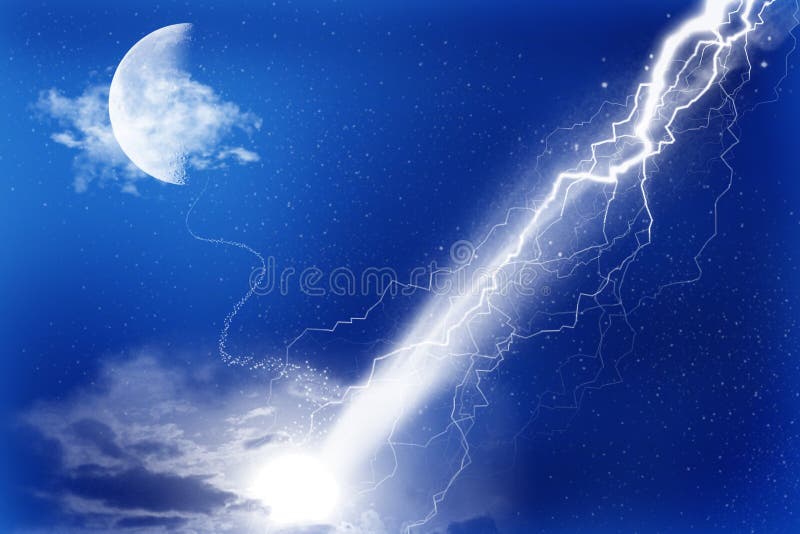 Moon and flash stock illustration. Illustration of clouds - 7577110