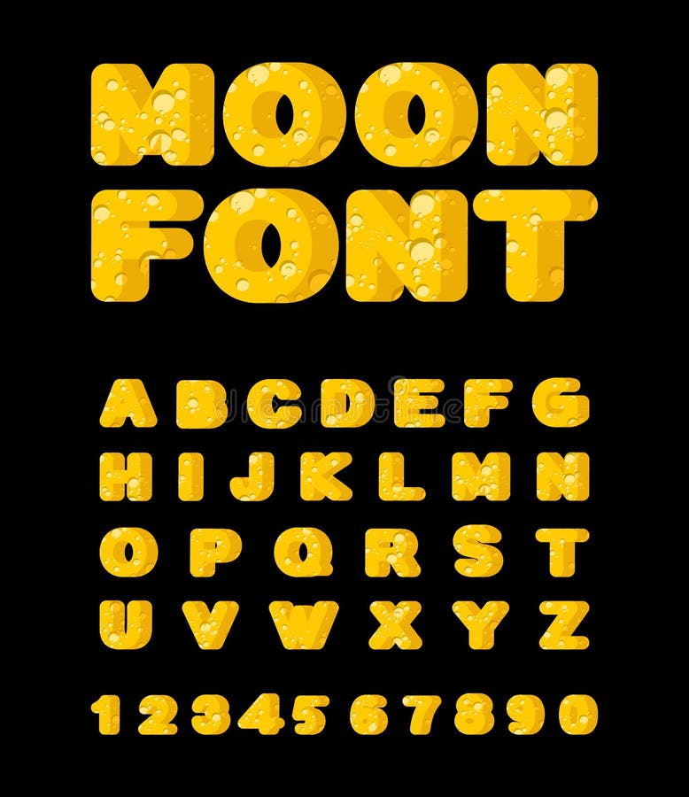 Moon. Letters from Lunar Yellow Texture Stock Vector - Illustration of ...