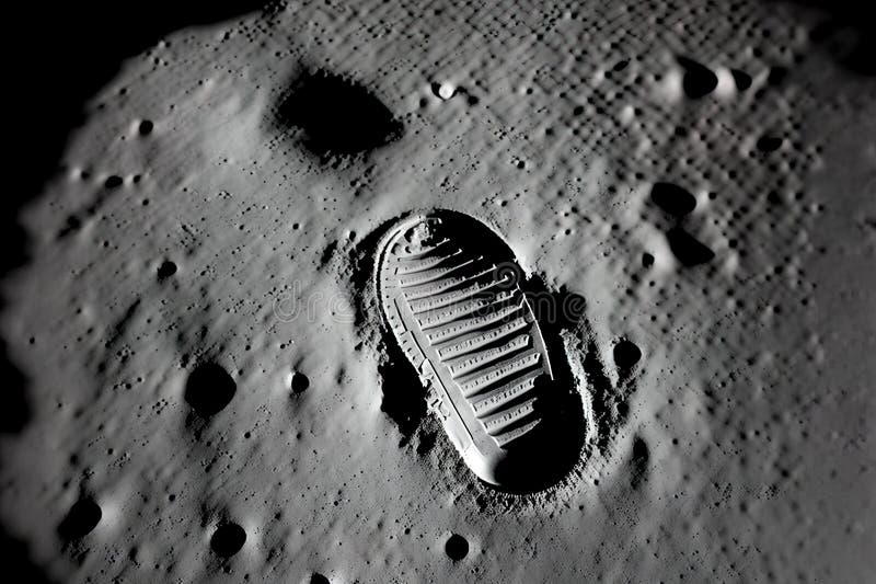 Moon Footprint Left by Apollo 11 Mission. July 20, 1969 Stock ...