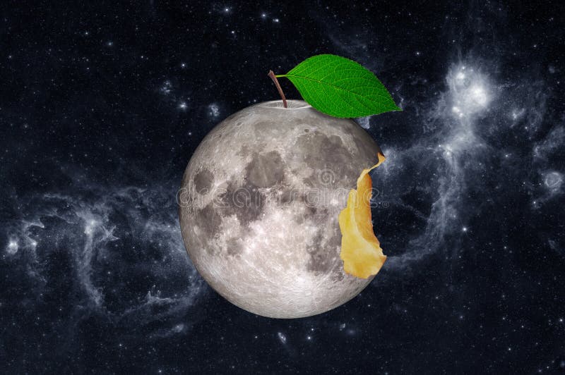 Moon and apple trees stock illustration. Illustration of branches ...