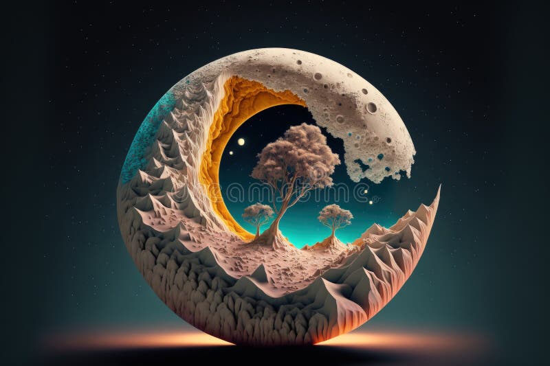 Moon before it is Fully Formed Stock Illustration - Illustration of ...