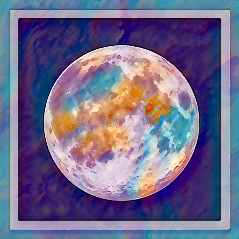 Moon Galactic Colourful Bordered Square Illustration Stock Illustration ...