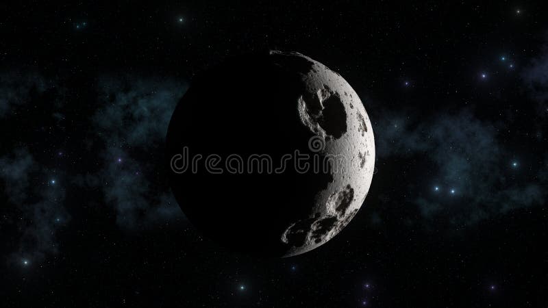 Moon with Galaxy in Background and Sharp Sun Light Shadows. Lunar ...