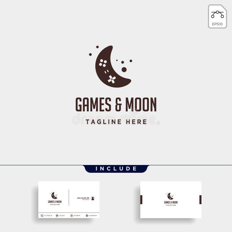 Moon Game Logo Design Template Vector Illustration Icon Element Stock ...