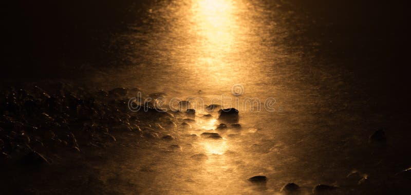 Moon glow over shoreline stock photo. Image of evening - 54230638