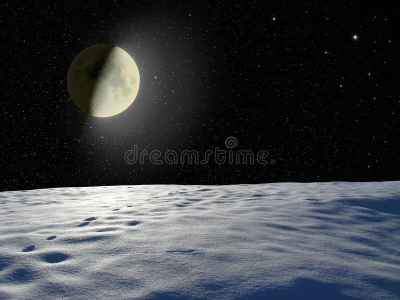 Moon in Space Over Planet Earth. Space Landscape. Starry Sky with Moon ...