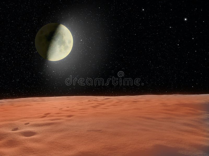 Moon in Space Over Planet Earth. Space Landscape. Starry Sky with Moon ...