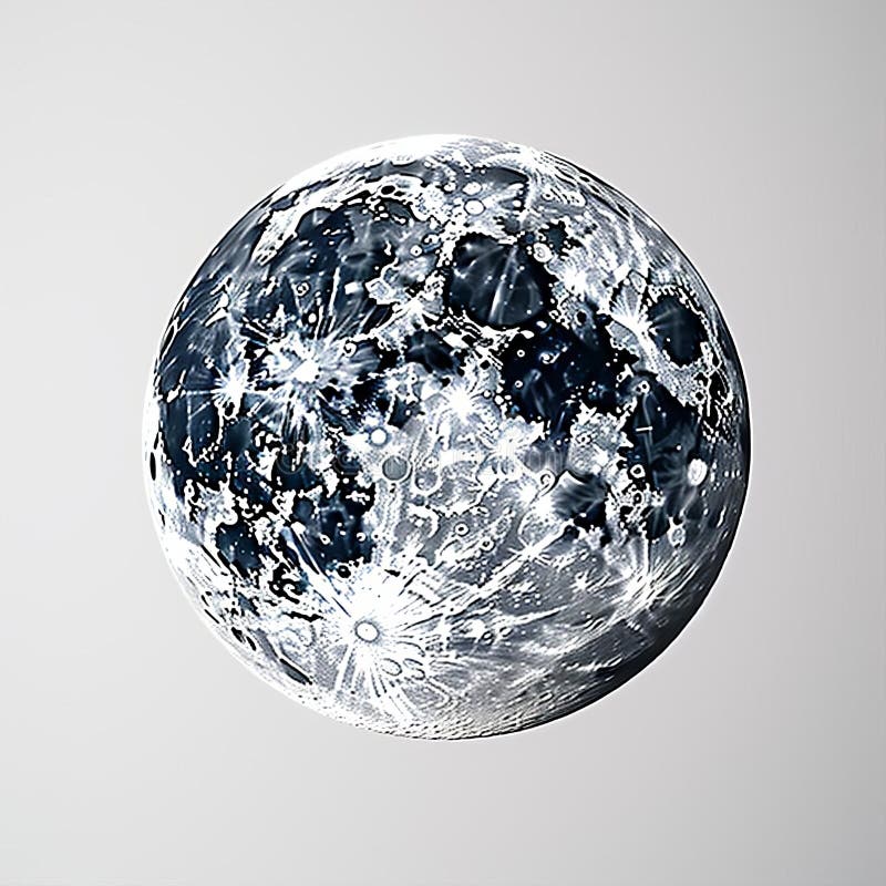 Highly Realistic Digital Moon with Cratered Surface Details Stock ...