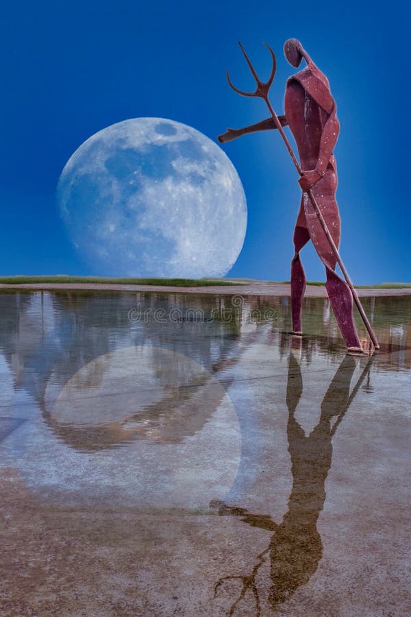 Moon god stock photo. Image of figure, risening, moon - 299549682