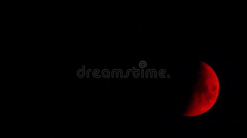Moon, Half, Setting, Red, in Dark. Stock Footage - Video of stabilized ...