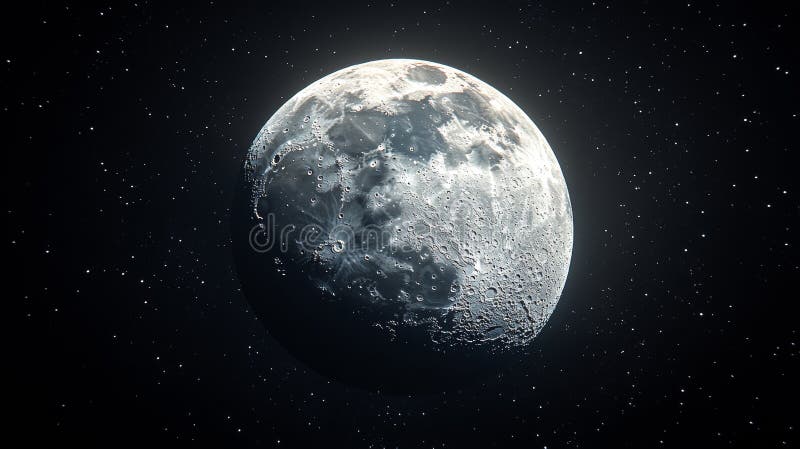 The Moon is Half Visible in the Sky Stock Illustration - Illustration ...