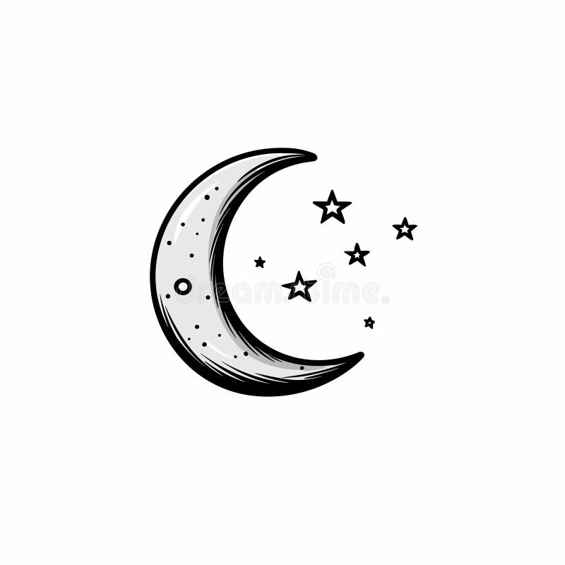 Moon Hand-drawn Comic Illustration. Moon. Vector Doodle Style Cartoon ...