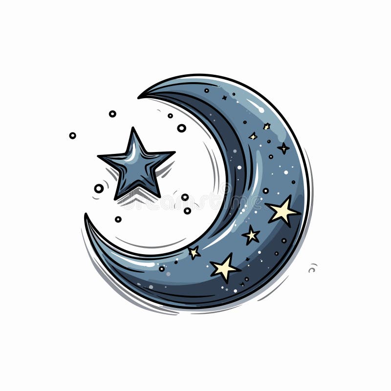 Moon Hand-drawn Comic Illustration. Moon. Vector Doodle Style Cartoon ...