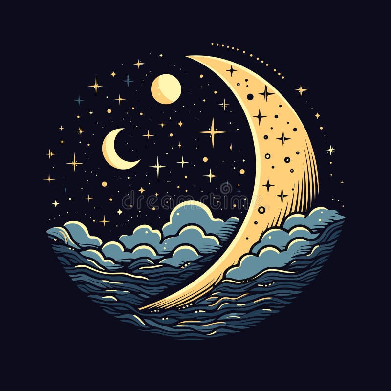 Moon Hand-drawn Comic Illustration. Moon. Vector Doodle Style Cartoon ...