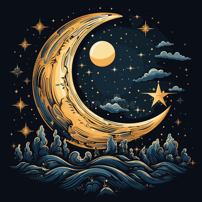 Moon Hand-drawn Comic Illustration. Moon. Vector Doodle Style Cartoon ...