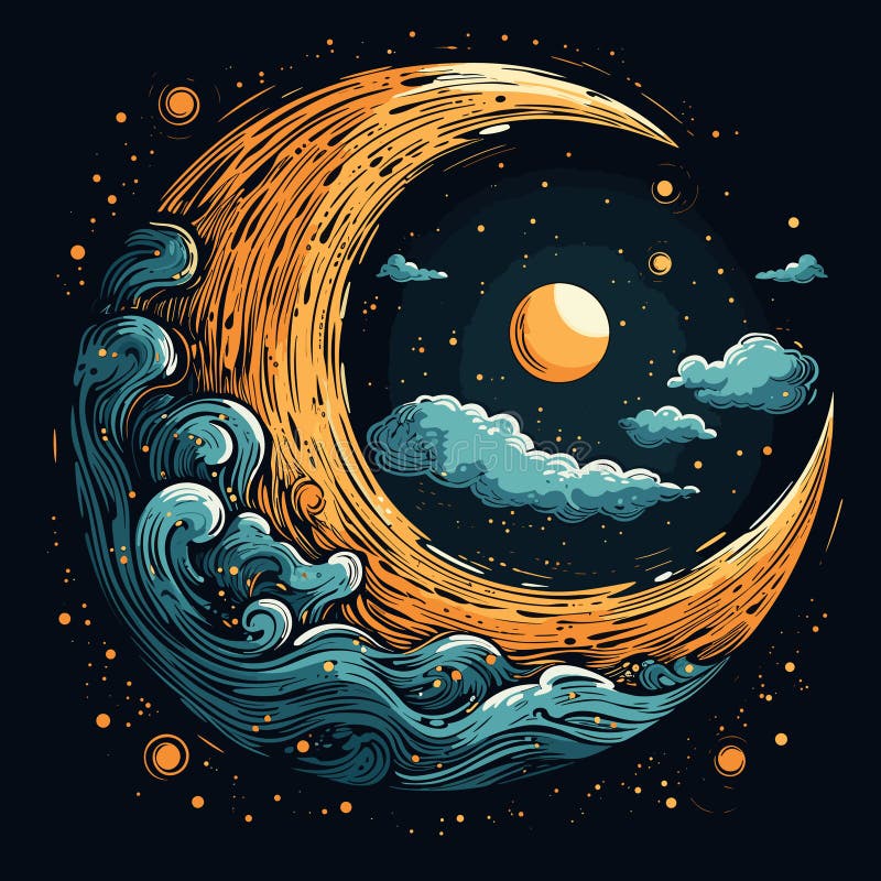 Moon Hand-drawn Comic Illustration. Moon. Vector Doodle Style Cartoon ...