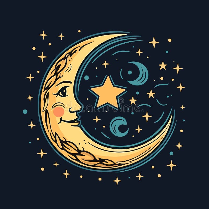 Moon Hand-drawn Comic Illustration. Moon. Vector Doodle Style Cartoon ...