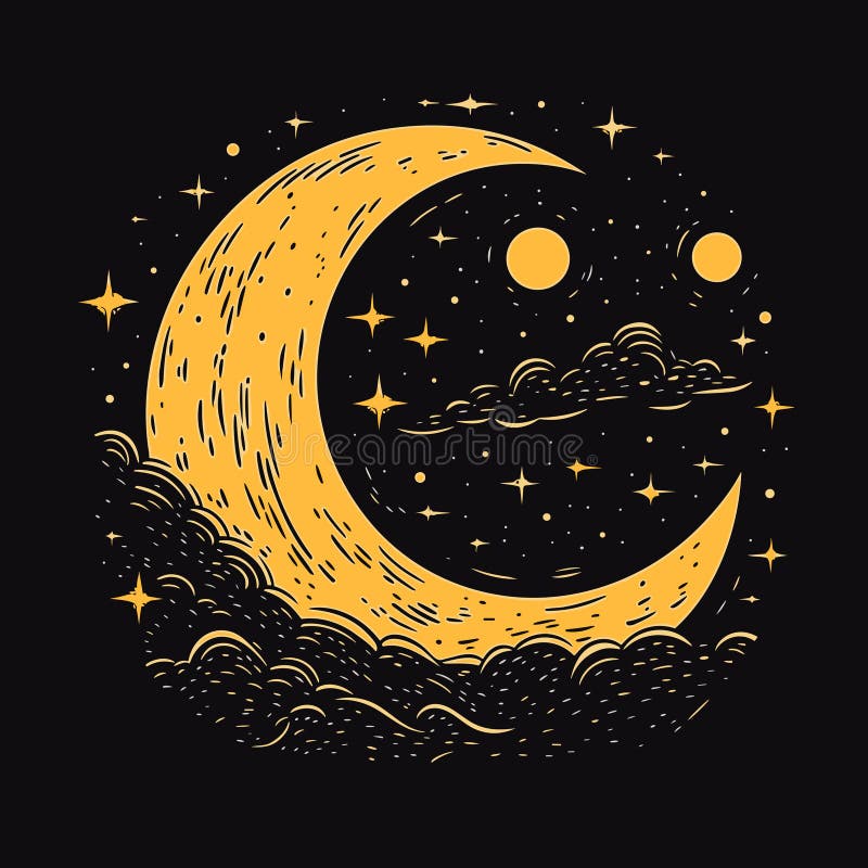 Moon Hand-drawn Comic Illustration. Moon. Vector Doodle Style Cartoon ...