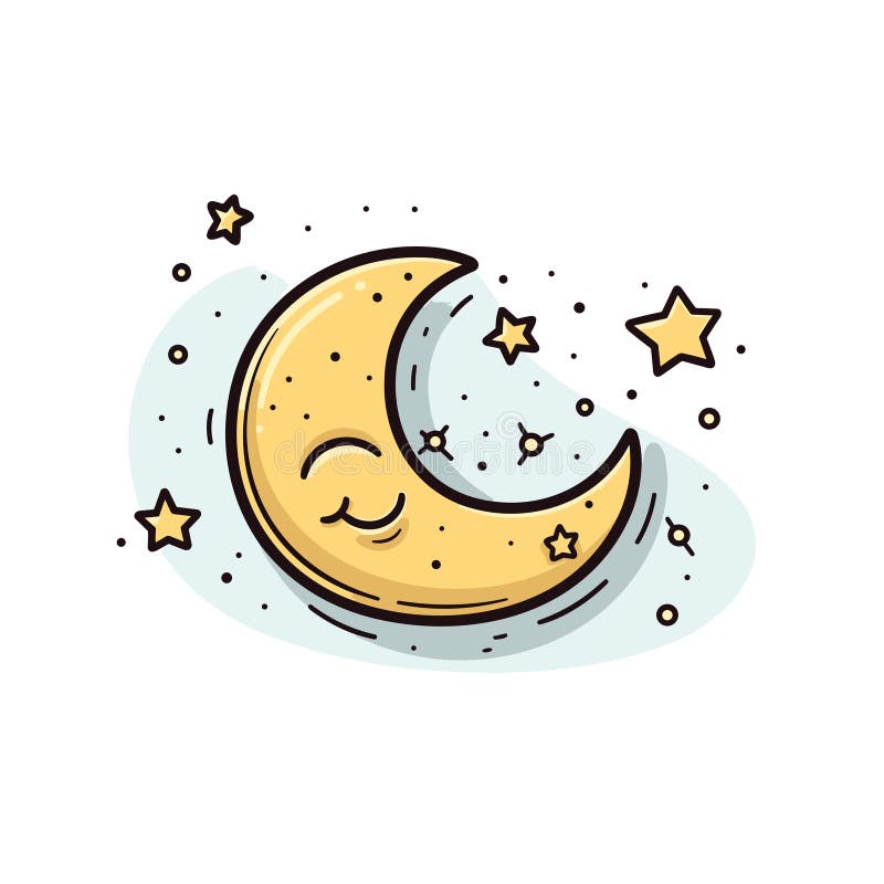 Moon Hand-drawn Comic Illustration. Moon. Vector Doodle Style Cartoon ...
