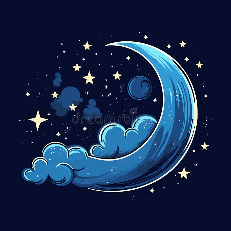 Moon Hand-drawn Comic Illustration. Moon. Vector Doodle Style Cartoon ...