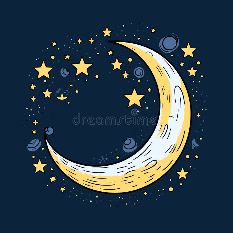 Moon Hand-drawn Comic Illustration. Moon. Vector Doodle Style Cartoon ...