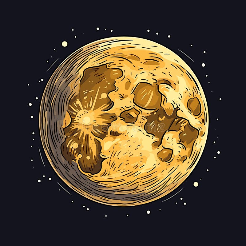 Moon Hand-drawn Comic Illustration. Moon. Vector Doodle Style Cartoon ...