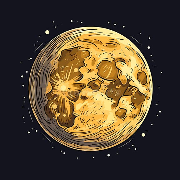 Moon Hand-drawn Comic Illustration. Moon. Vector Doodle Style Cartoon ...
