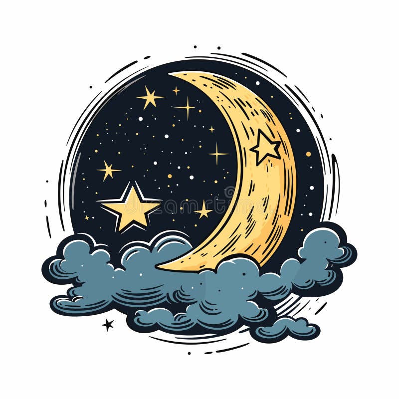 Moon Hand-drawn Comic Illustration. Moon. Vector Doodle Style Cartoon ...