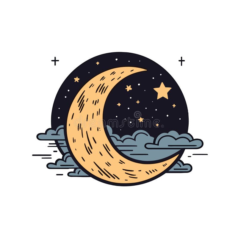Moon Hand-drawn Comic Illustration. Moon. Vector Doodle Style Cartoon ...
