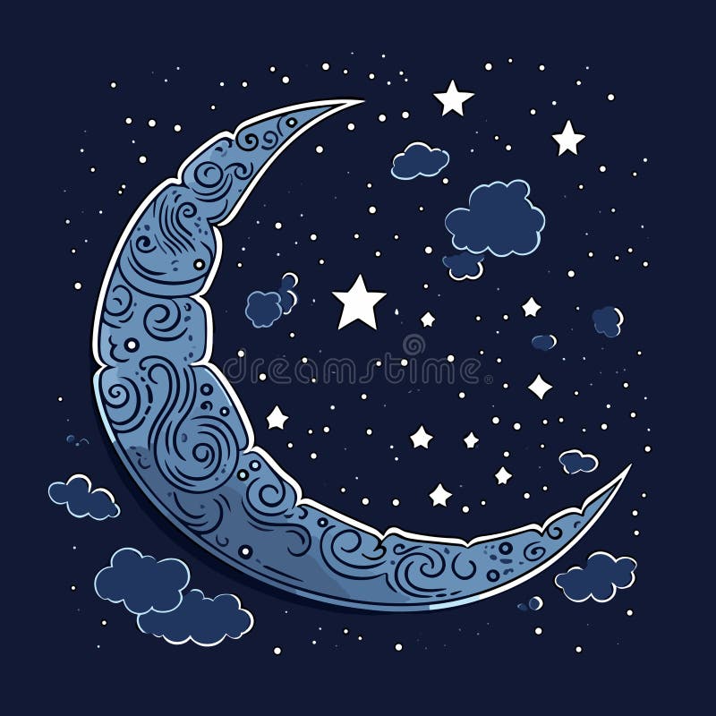 Moon Hand-drawn Comic Illustration. Moon. Vector Doodle Style Cartoon ...